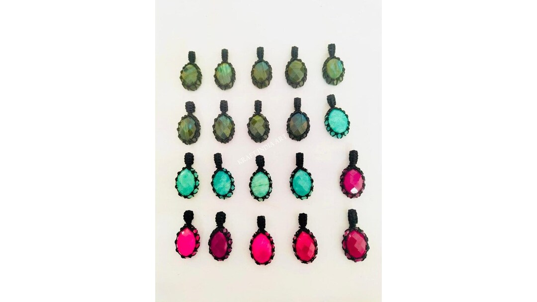 A Beautiful Thread Work Pendent With Semi Precious Stone TE89 - Etsy