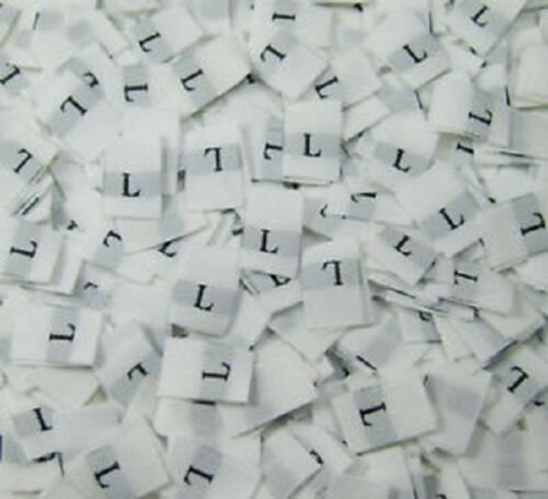Woven White Size Tabs Labels XS,S,M,L,XL,XXL,3XL Woven Clothing Garment ...