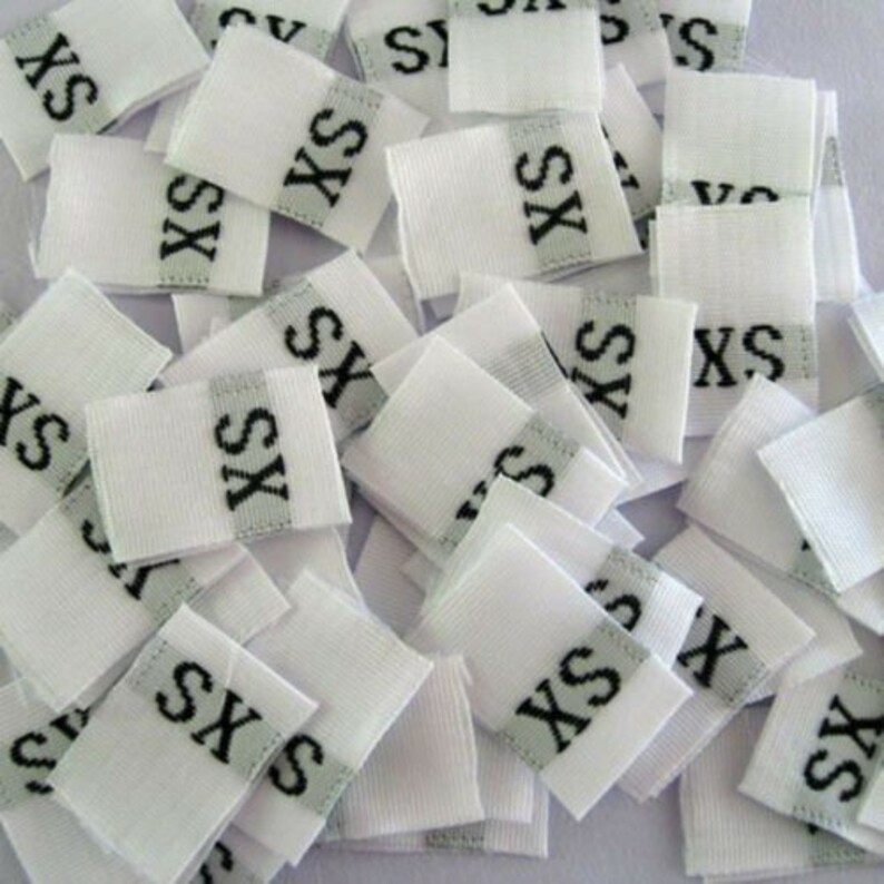 Woven White Size Tabs Labels XS,S,M,L,XL,XXL,3XL Woven Clothing Garment ...