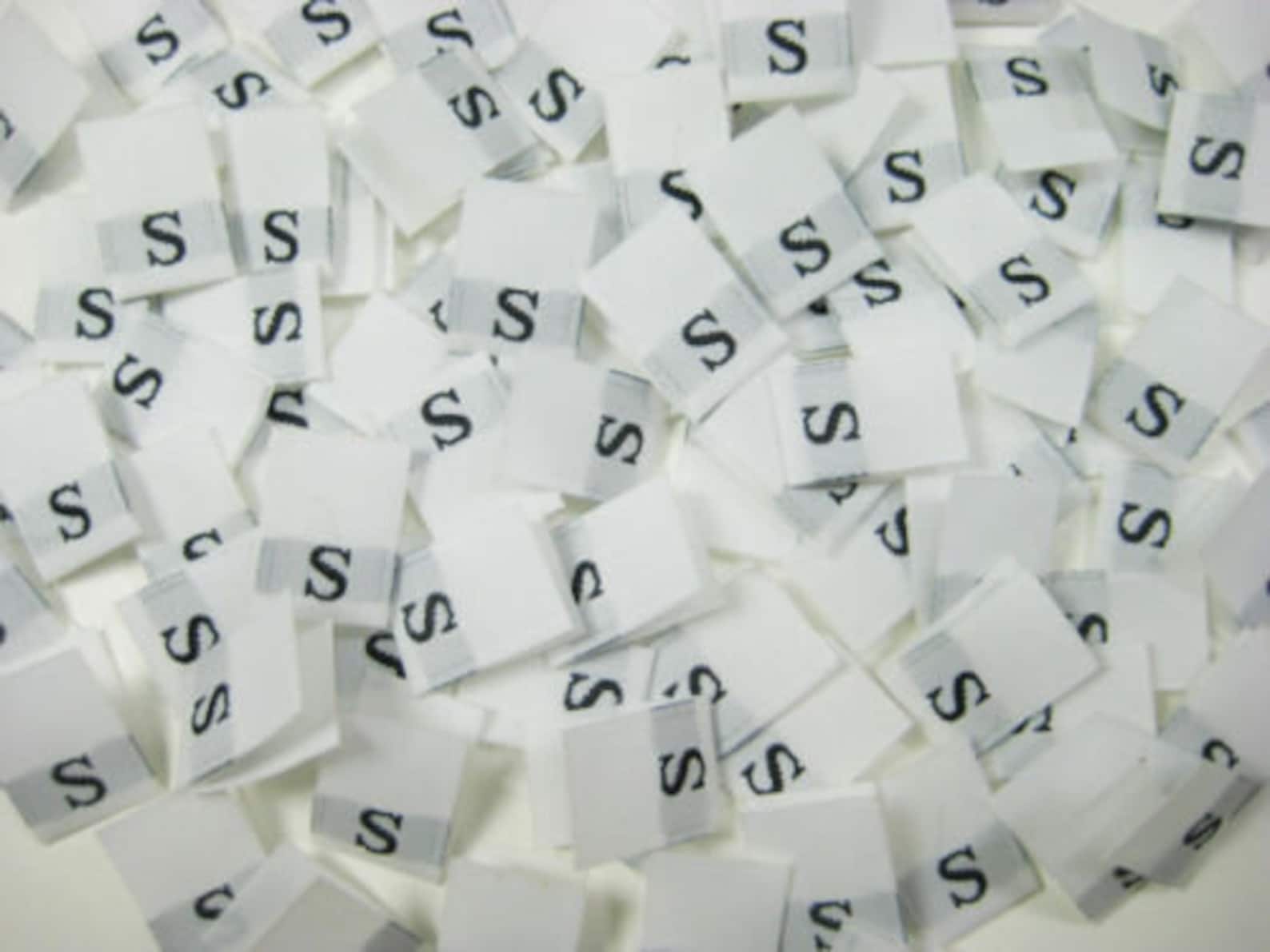 Woven White Size Tabs Labels XS,S,M,L,XL,XXL,3XL Woven Clothing Garment ...