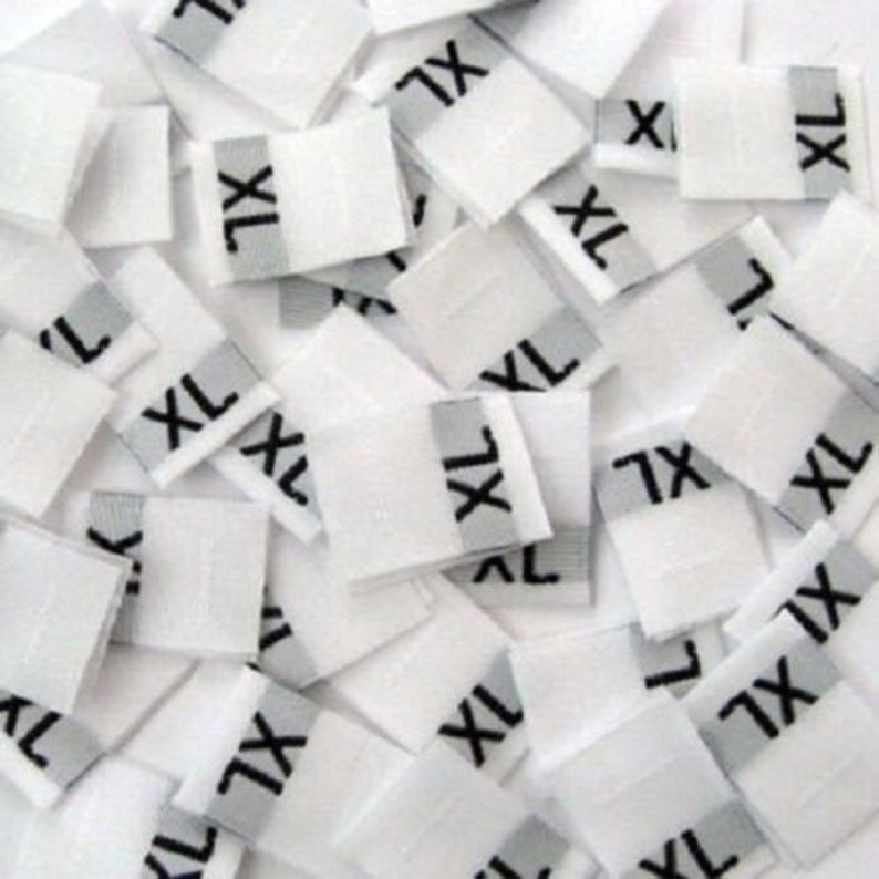 Woven White Size Tabs Labels XS,S,M,L,XL,XXL,3XL Woven Clothing Garment ...