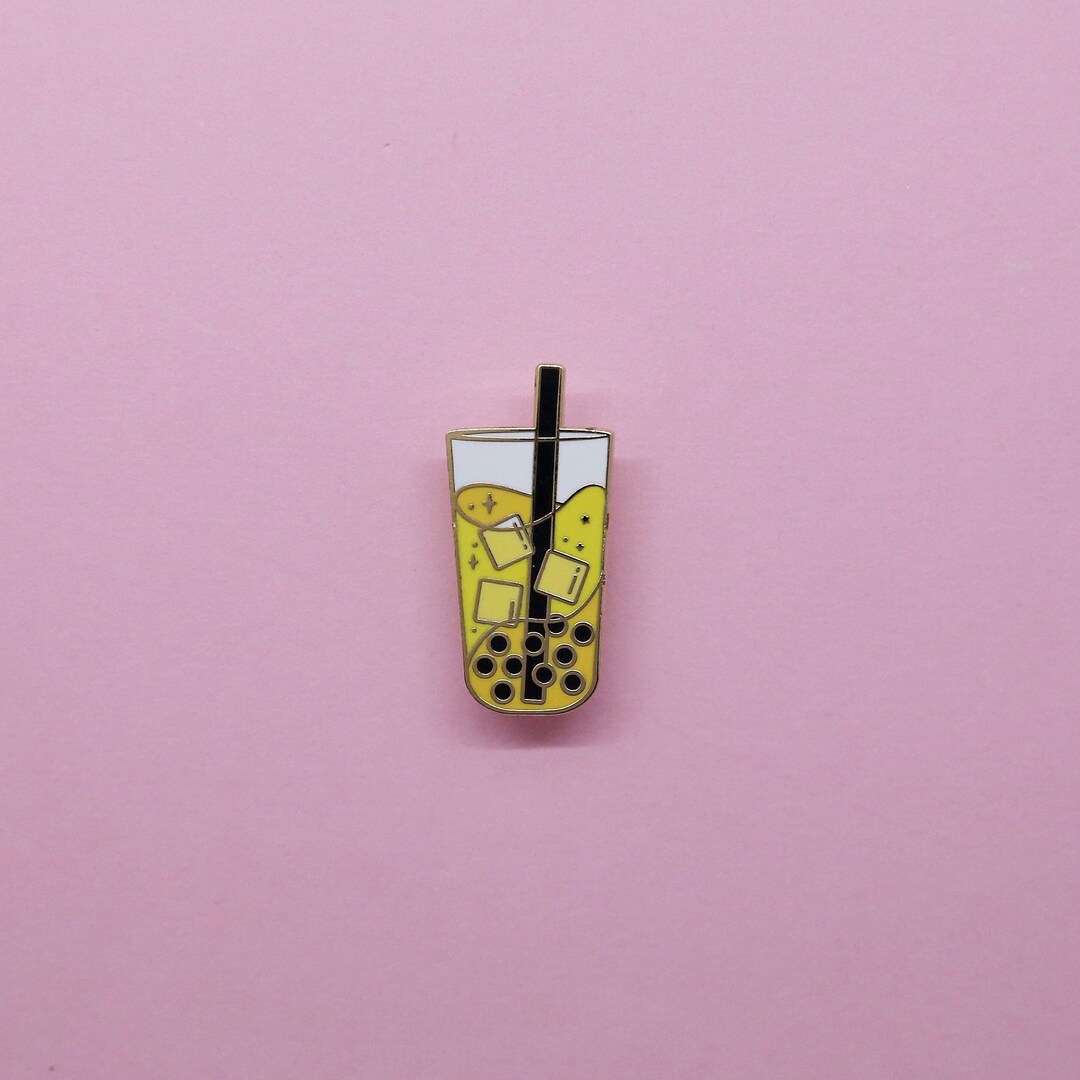 Mango Tea Boba Hard Enamel Pin Yellow Bubble Tea Pin - Etsy