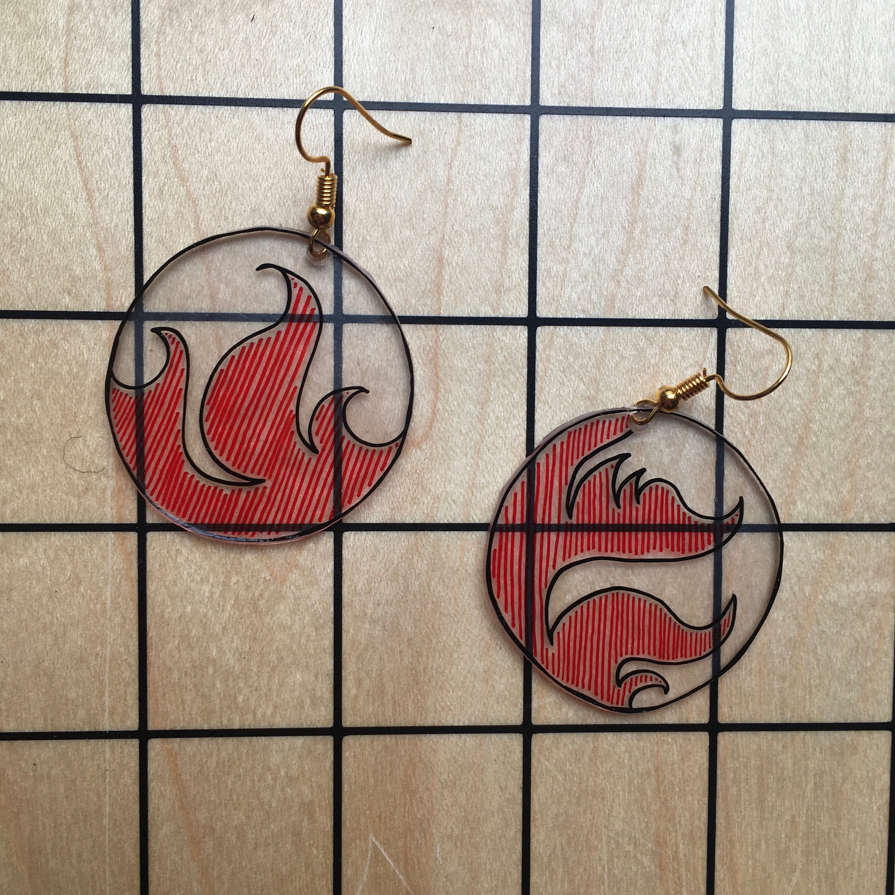 Mod Fire Earrings / Handmade Pop Art - Etsy