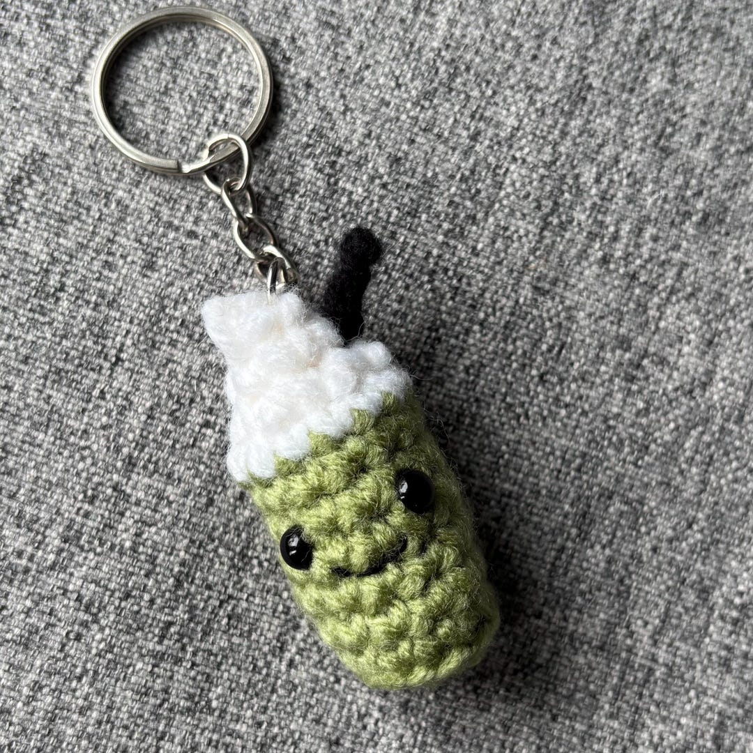 Matcha Latte Crochet Keychain amigurumi - Etsy