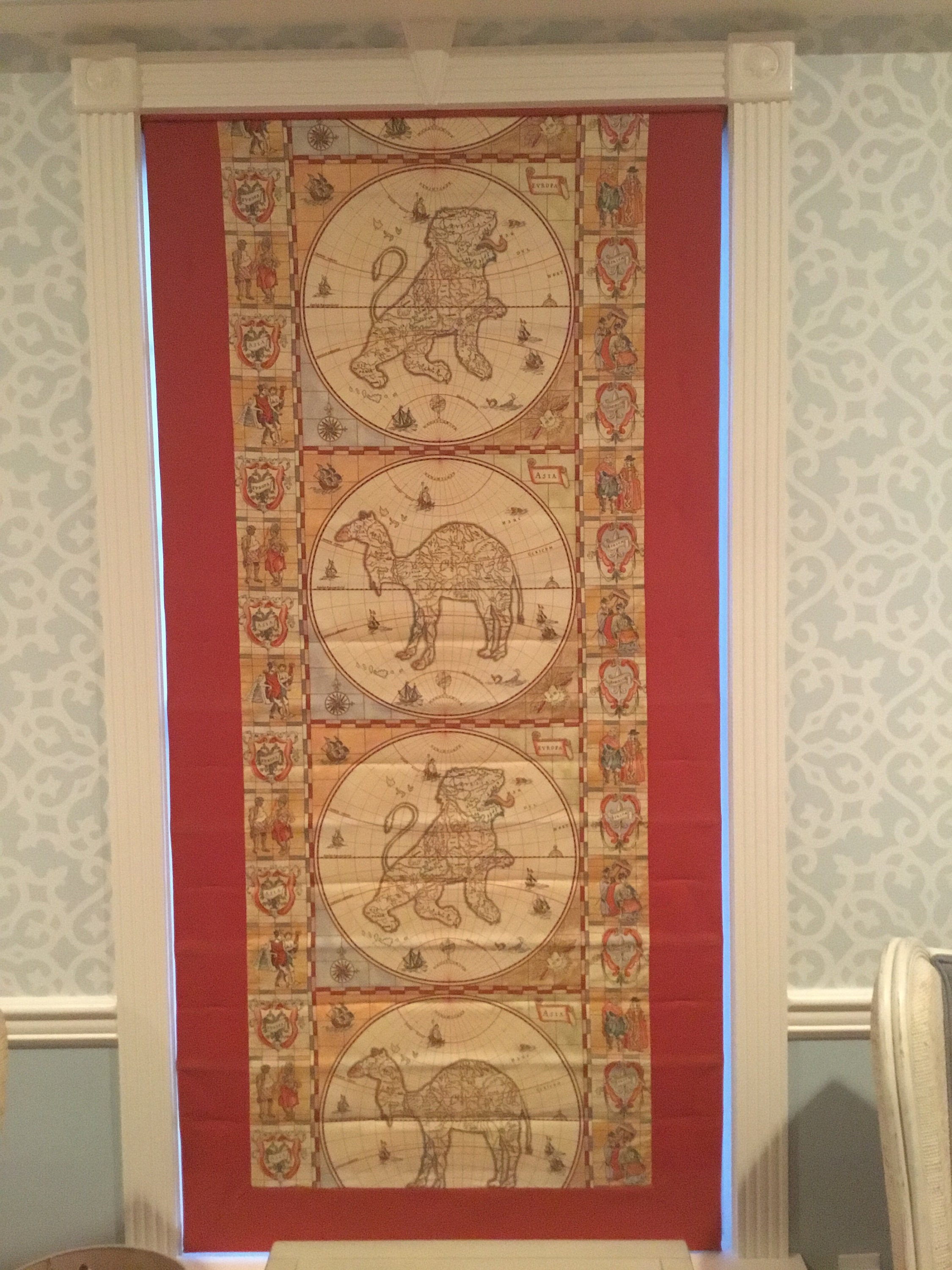 Designer Roman Shades: Vintage World Map With Ancient Animals - Etsy