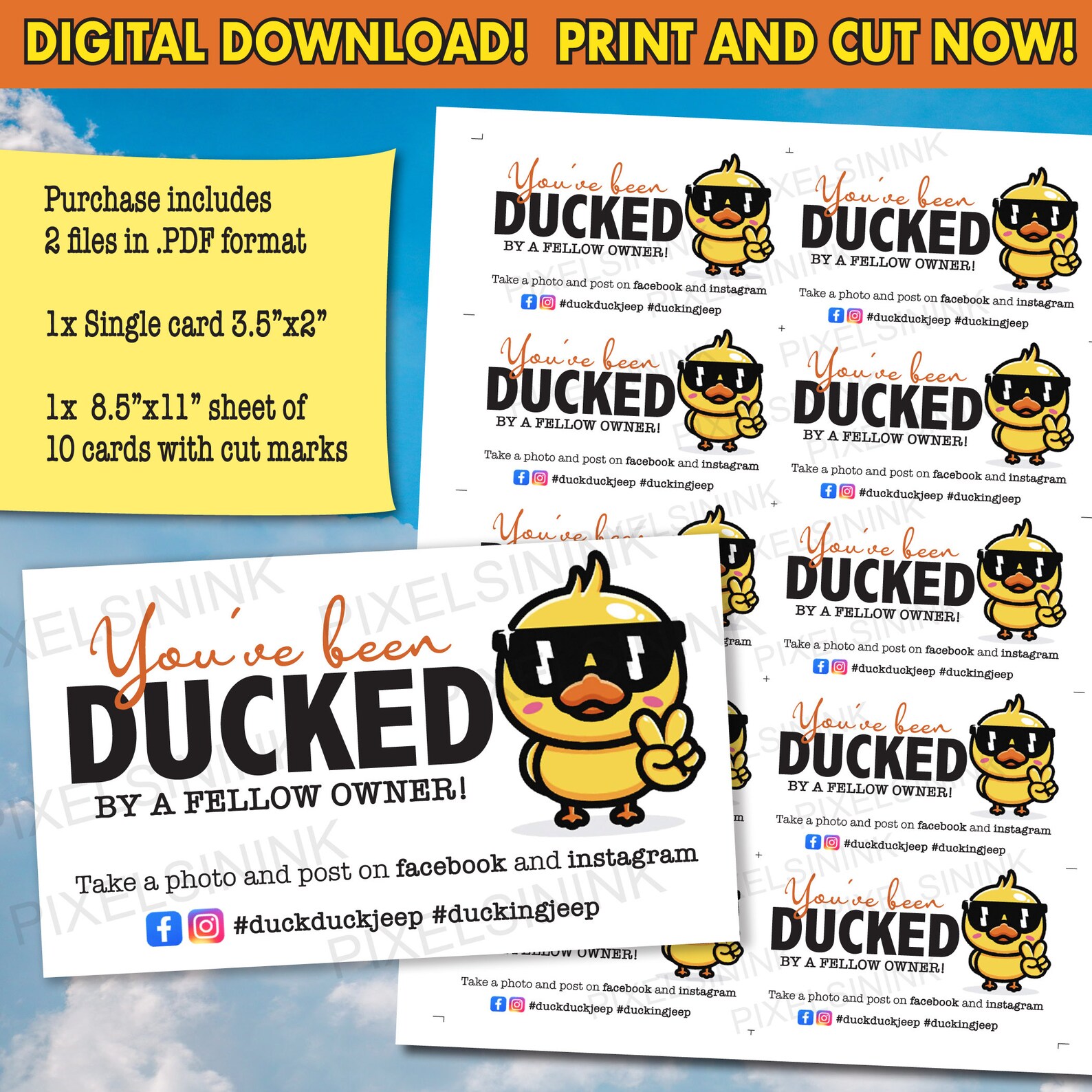 You’ve Been Ducked Tags - Printable PDF Download - Duck Duck Tags - 4x4 ...