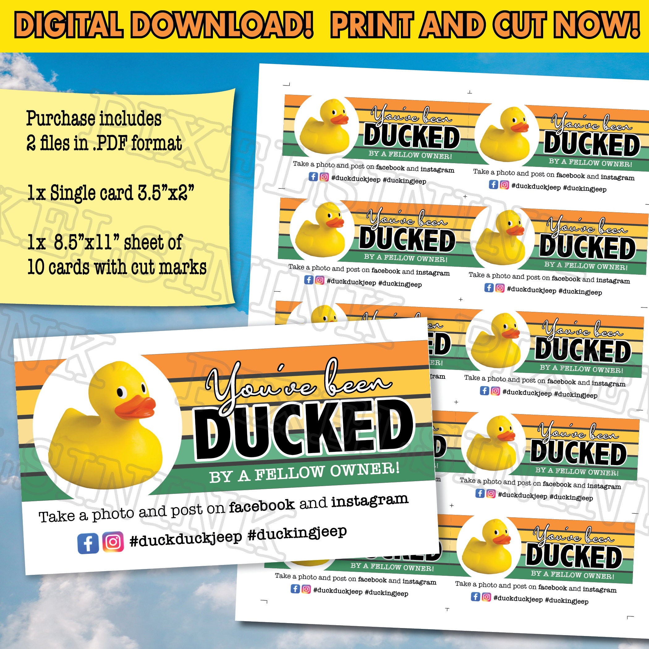 You’ve Been Ducked Tags - Instant Printable PDF - Duck Duck Tags - 4x4 ...