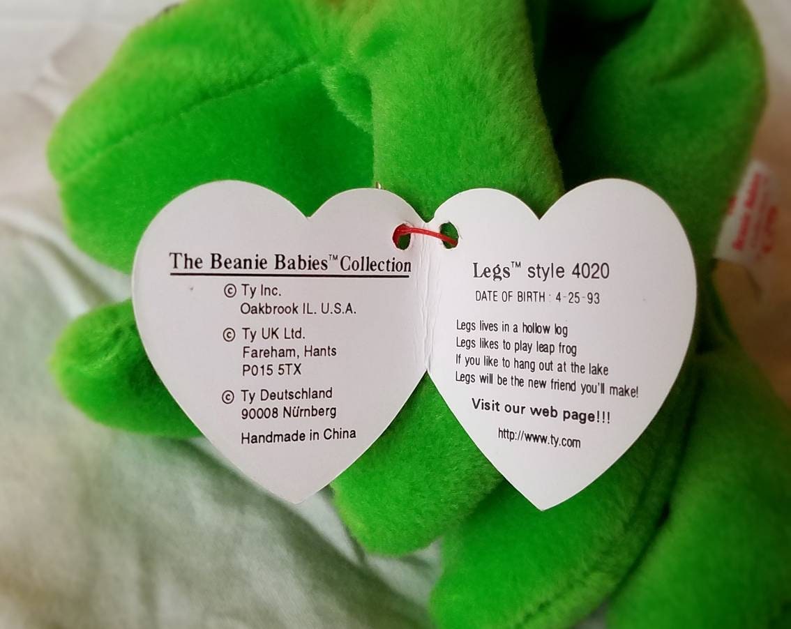 Legs Beanie Rare Ty Beanie Baby Legs the Frog Fist in the Beanie Baby ...