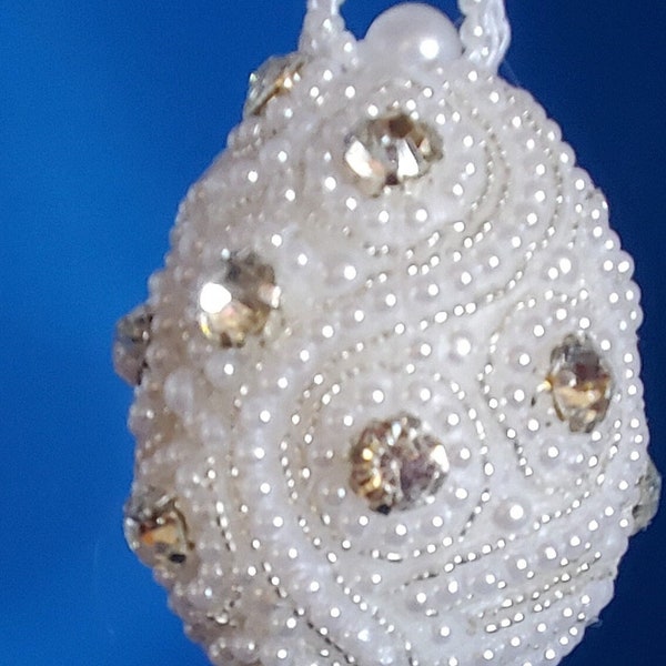 Light Pink Easter Egg With White Lace, AB Rhinestones, Pink Jewel ...