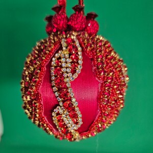 Red Rhinestone Braid and Red and AB Rhinestone Waves Decorate This ...