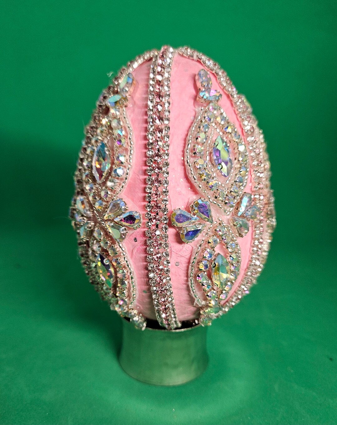 Blingalicious Pink Easter Egg With AB Rhinestone Appliques (5" Tall ...