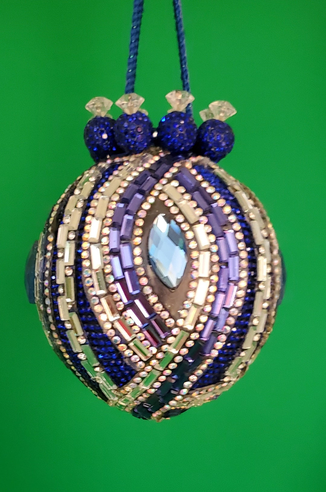 Sapphire Blue and AB Rhinestone Bling Galore OOAK Handmade Christmas ...