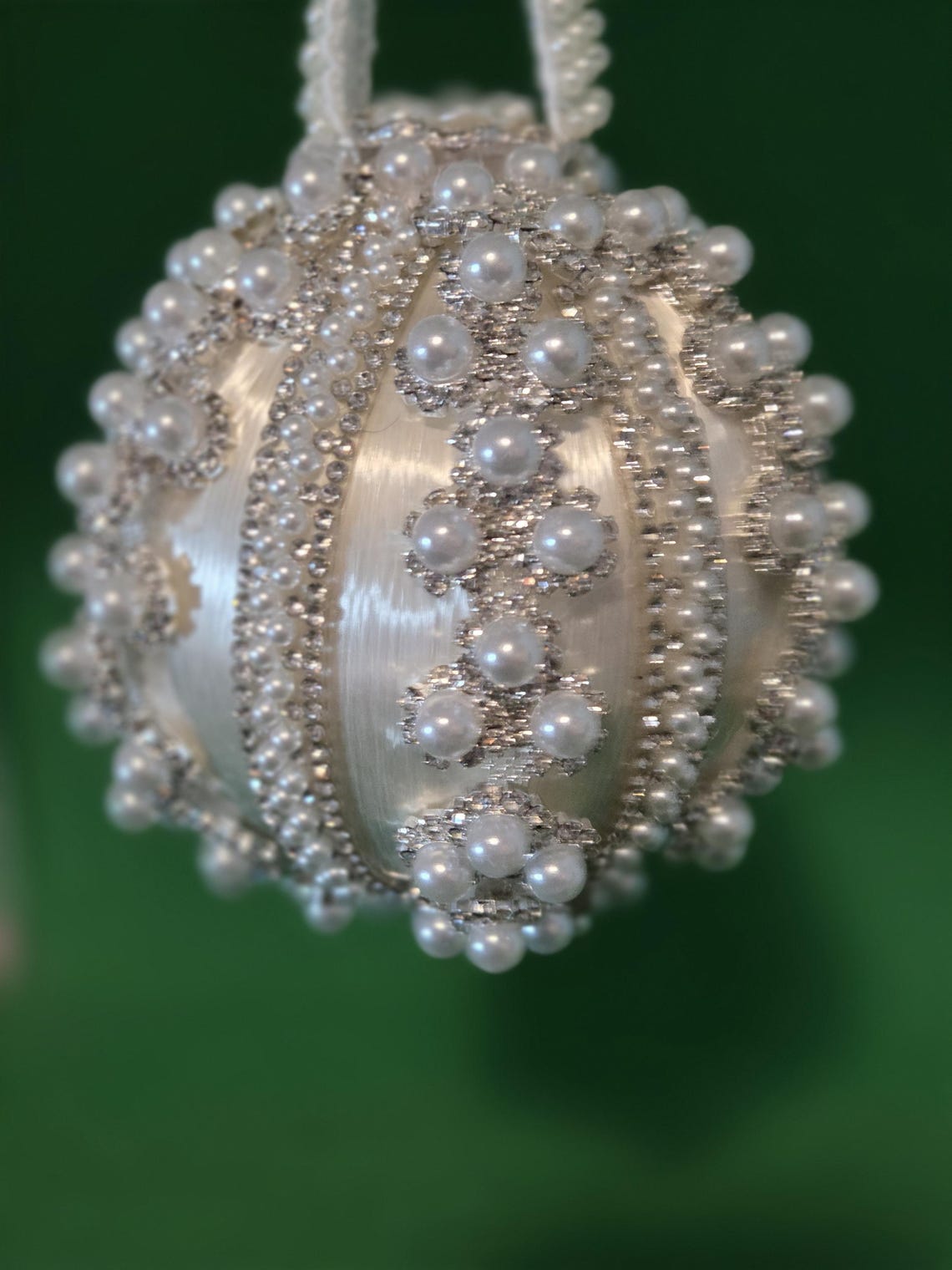 Pearls Galore Decorate This White OOAK Handmade Ornament (3" Ball) - Etsy