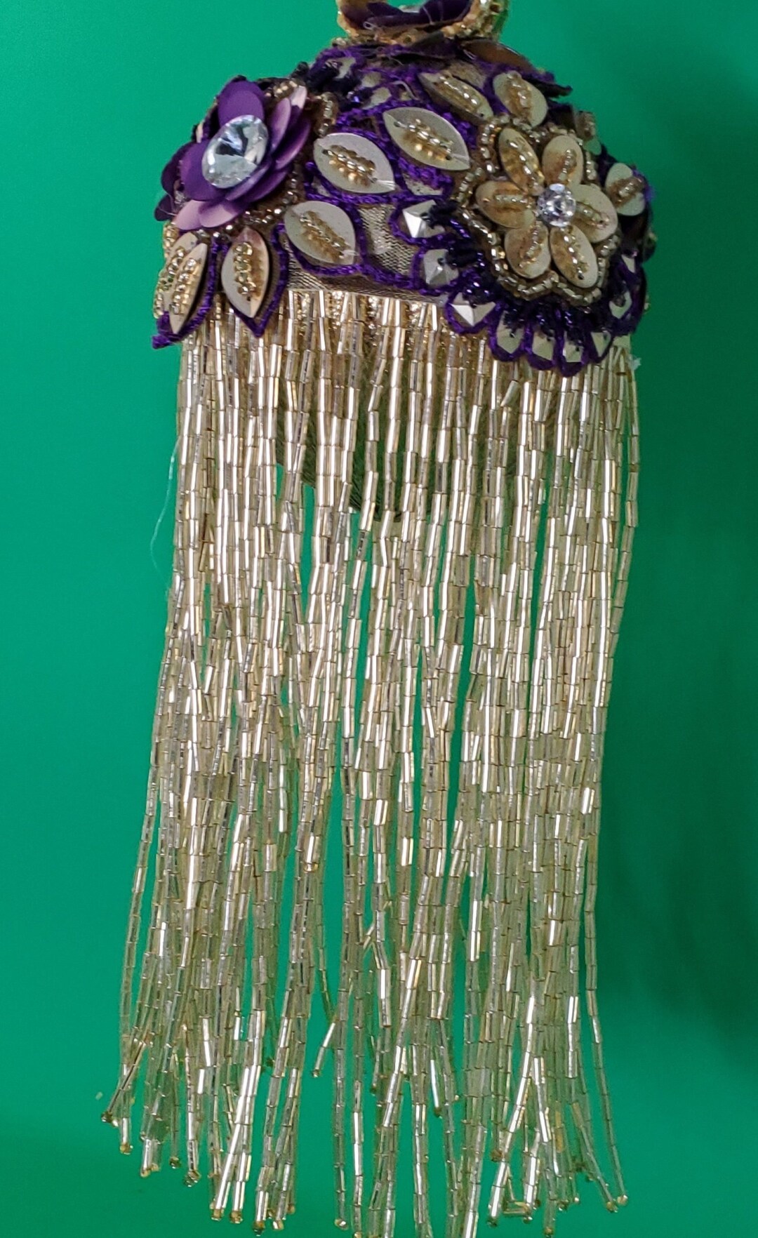 Purple and Gold Flowers and Leaves OOAK Handmade Christmas Ornament ...