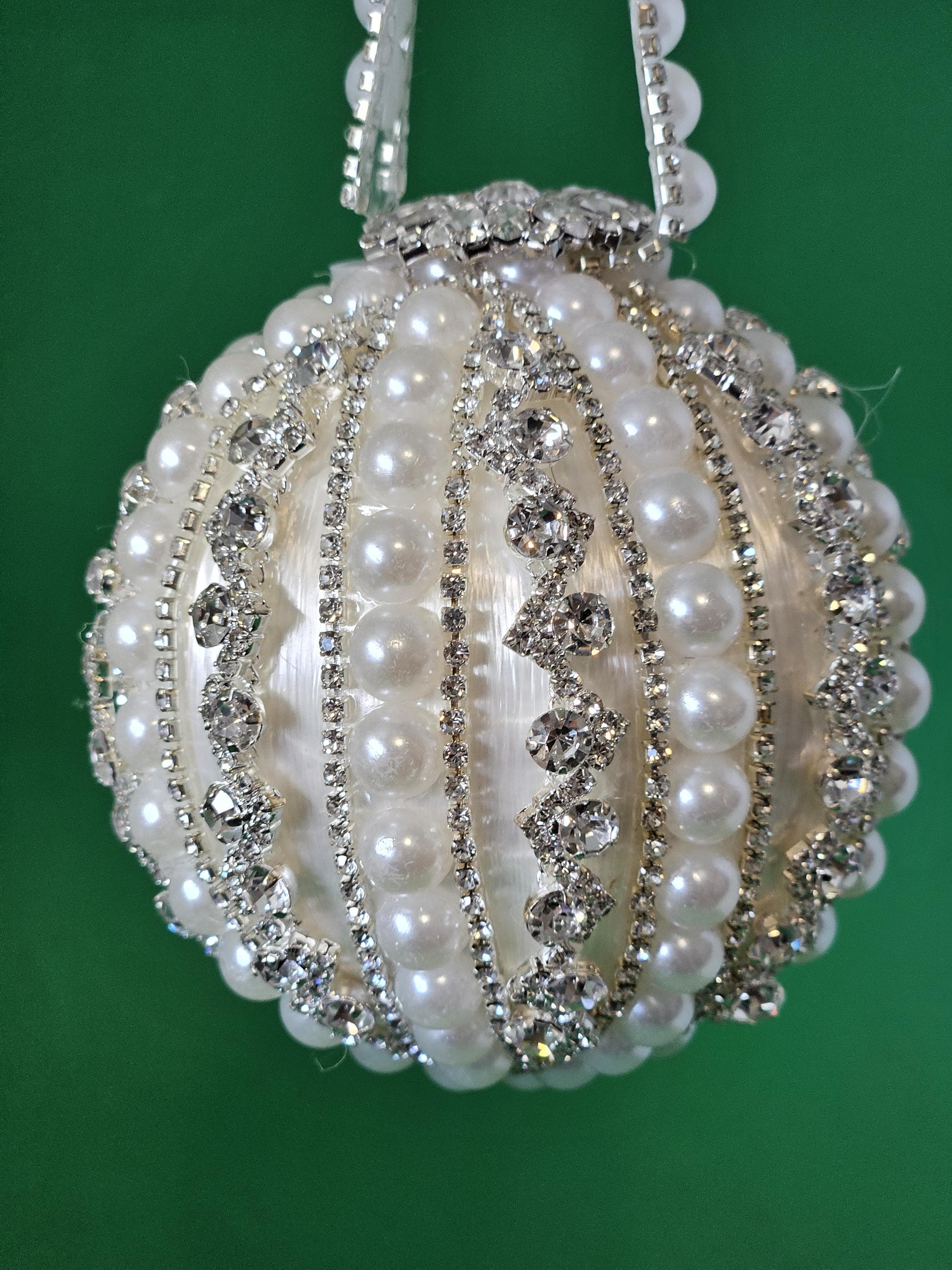 Utterly Spectacular Pearl and Rhinestone Christmas or Wedding Ornament ...