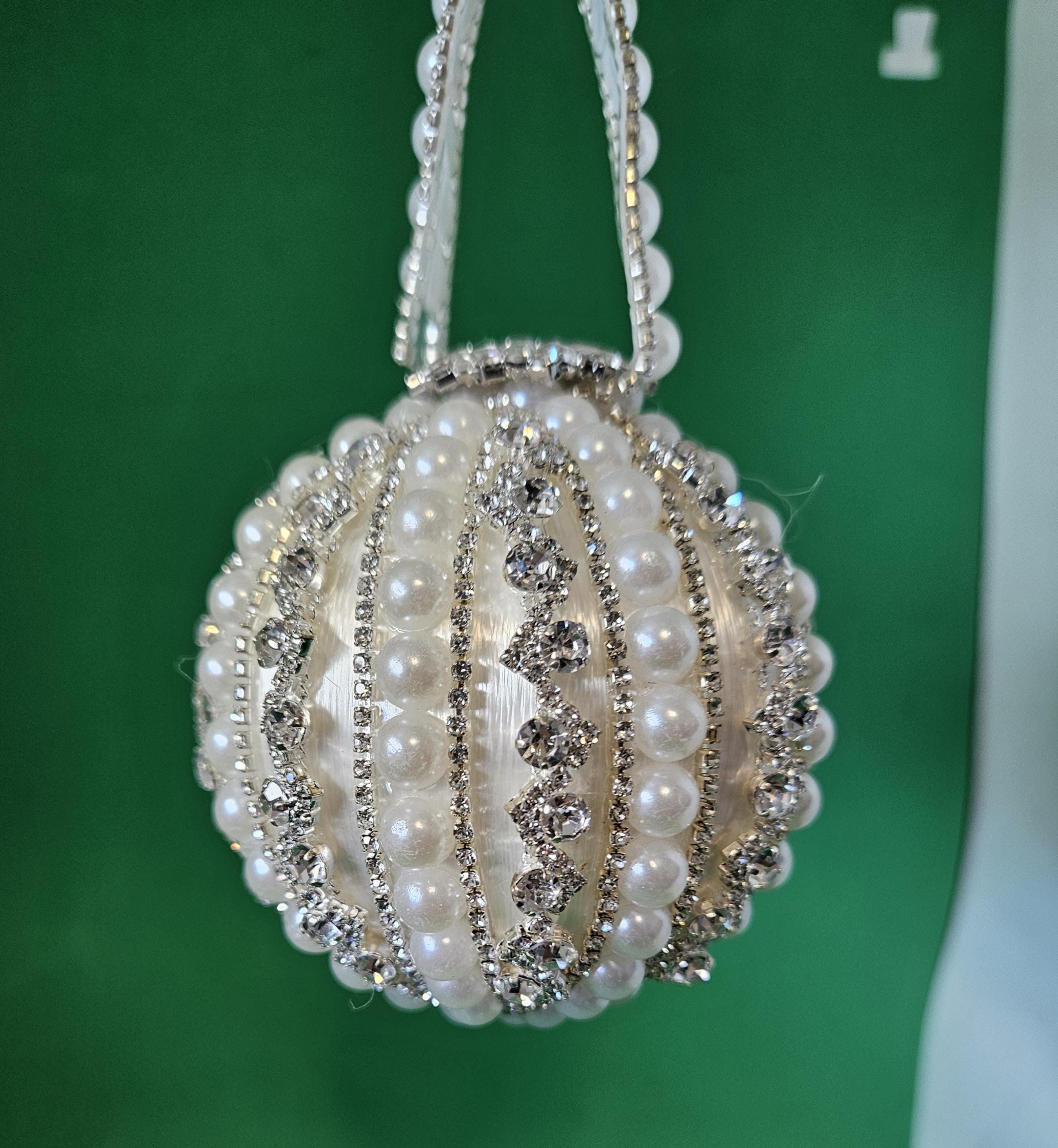 Utterly Spectacular Pearl and Rhinestone Christmas or Wedding Ornament ...