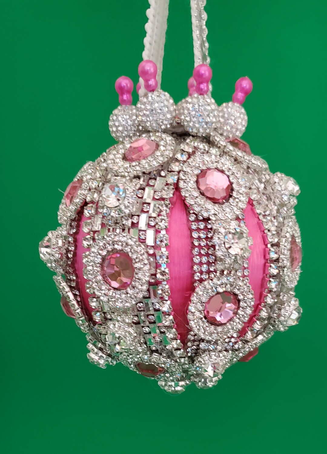 Rhinestones Galore Decorate This Hot Pink OOAK Handmade Christmas ...