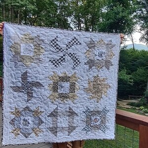 HOMEMADE Peter Rabbit Baby Quilt, Sampler Block Quilt, Neutral Color ...