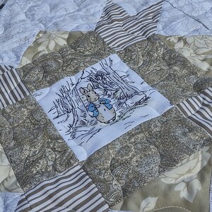 HOMEMADE Peter Rabbit Baby Quilt, Sampler Block Quilt, Neutral Color ...