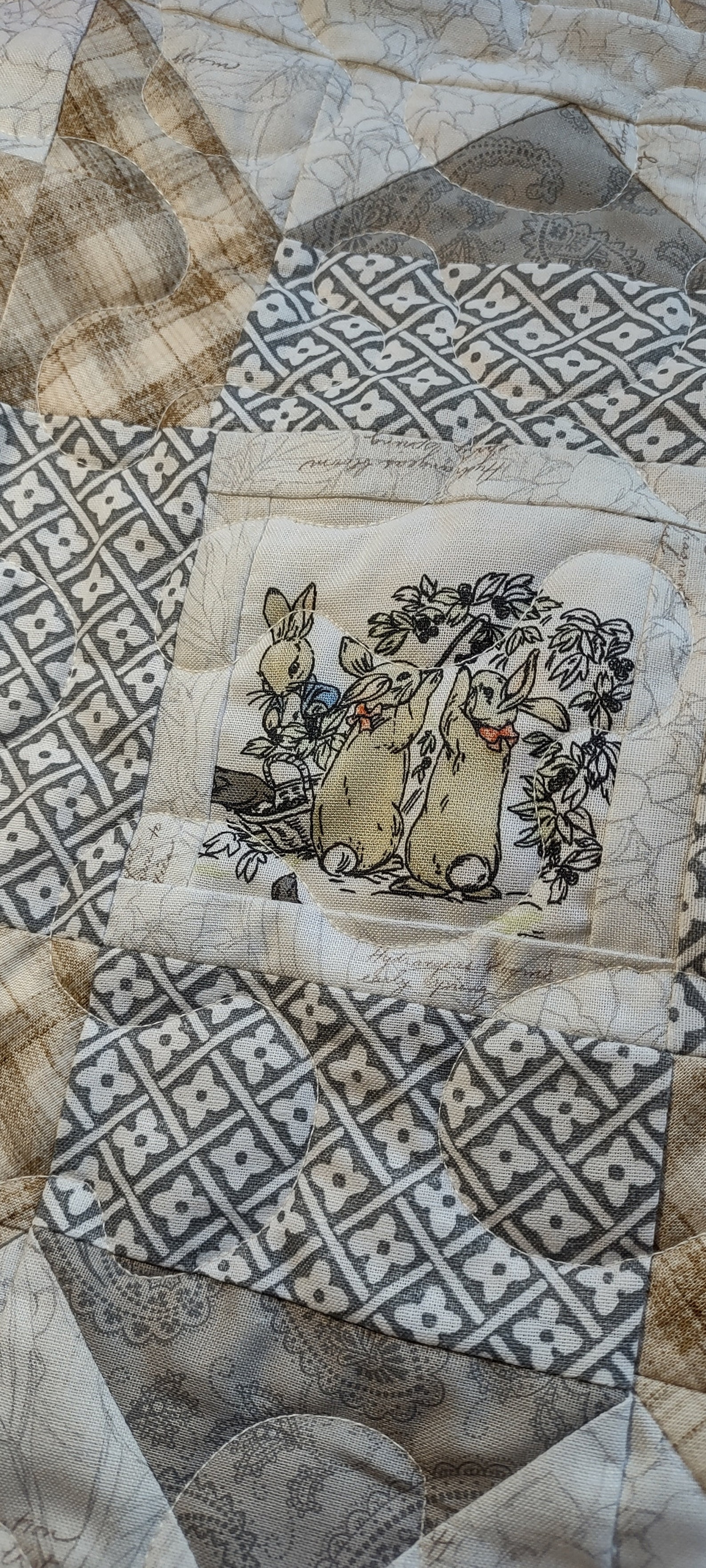 HOMEMADE Peter Rabbit Baby Quilt, Sampler Block Quilt, Neutral Color ...