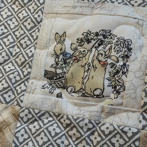 HOMEMADE Peter Rabbit Baby Quilt, Sampler Block Quilt, Neutral Color ...