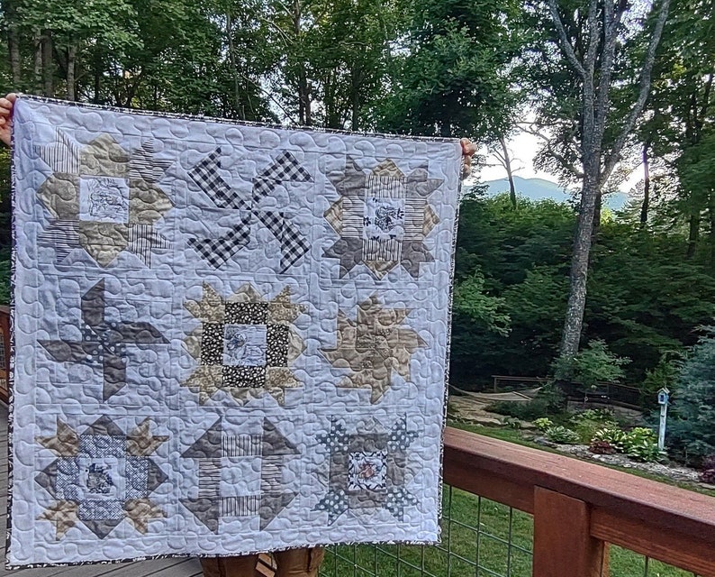 HOMEMADE Peter Rabbit Baby Quilt, Sampler Block Quilt, Neutral Color ...