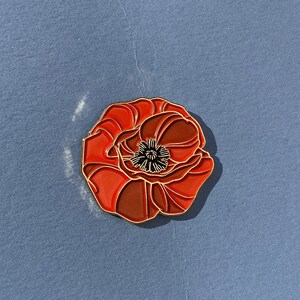 Poppy Enamel Pin Red Poppy Lapel Pin Nature Pin Poppy Flower Flower ...