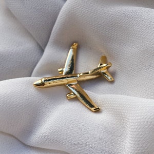 Golden Plane Enamel Pin - Airplane Lapel Pin - Travel Pin Badge ...