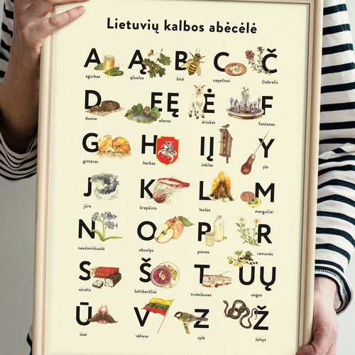 Lithuanian Alphabet Poster Lithuanian Gift Alphabet Print - Etsy