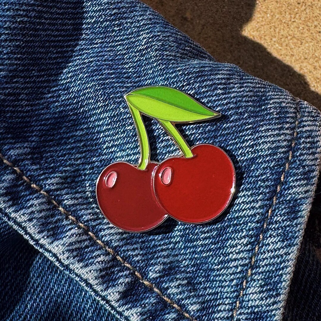 Red Cherries Enamel Pin - Cute Wild Cherry Lapel Badge - Kawaii Cherry ...