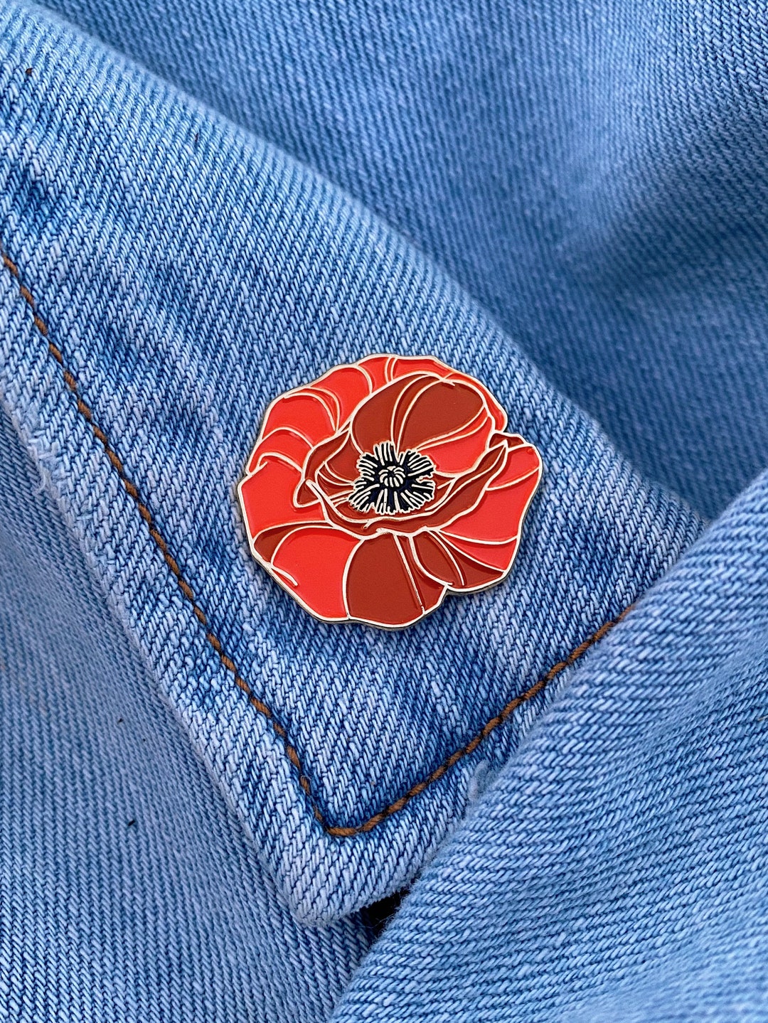 Poppy Enamel Pin Red Poppy Lapel Pin Nature Pin Poppy Flower Flower ...