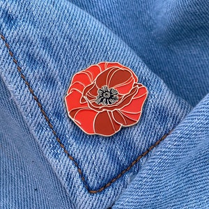 Poppy Enamel Pin Red Poppy Lapel Pin Nature Pin Poppy Flower Flower ...