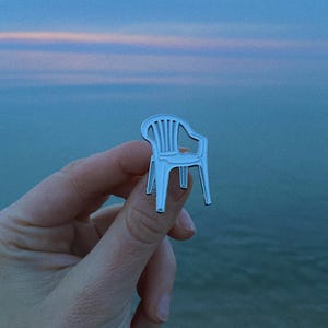 White Plastic Chair Enamel Pin - Monobloc Chair Lapel Pin - the Iconic ...