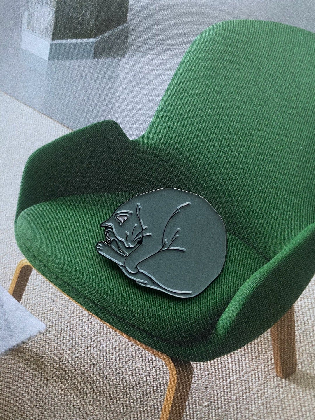 Sleeping Cat Enamel Pin Witch Cat Pin Grey Cat Pin Cat Lapel Pin Cat ...