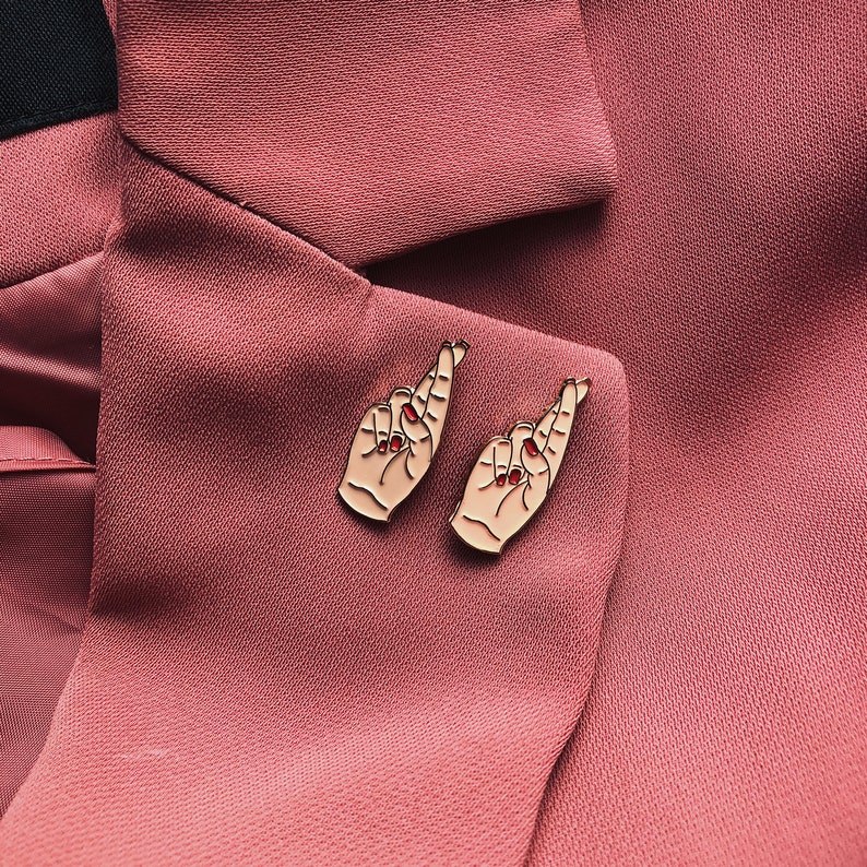 Fingers Crossed Enamel Pin Fingers Crossed Pin Hand Lapel - Etsy