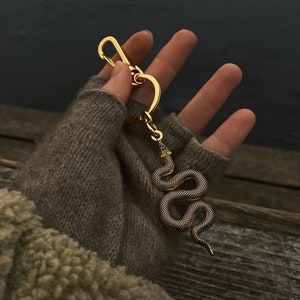 Golden Snake Keychain and Pin Set Enamel Keychain and Pin - Etsy