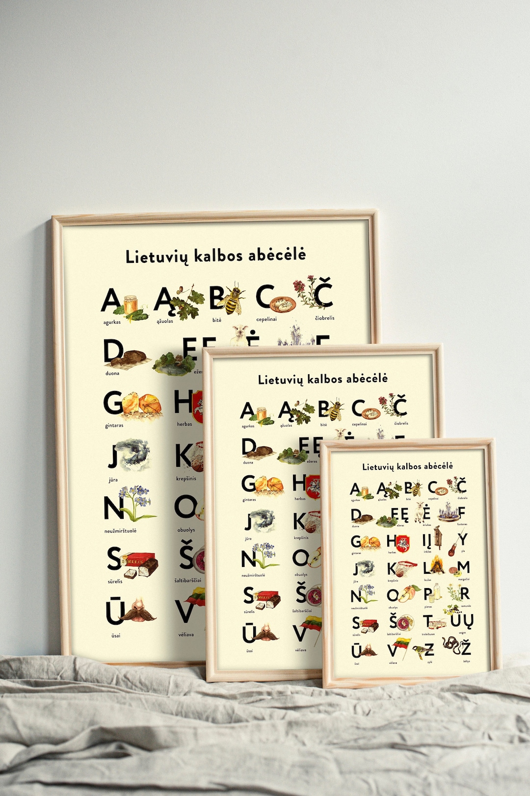 Lithuanian Alphabet Poster Lithuanian Gift Alphabet Print for Kids ...