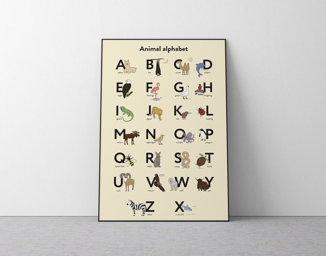 Animal Alphabet Poster ABC Poster Kids Educational Poster - Etsy