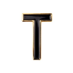 Letter T Enamel Pin - Black Letter T Lapel Pin - Initial Letter Patch ...