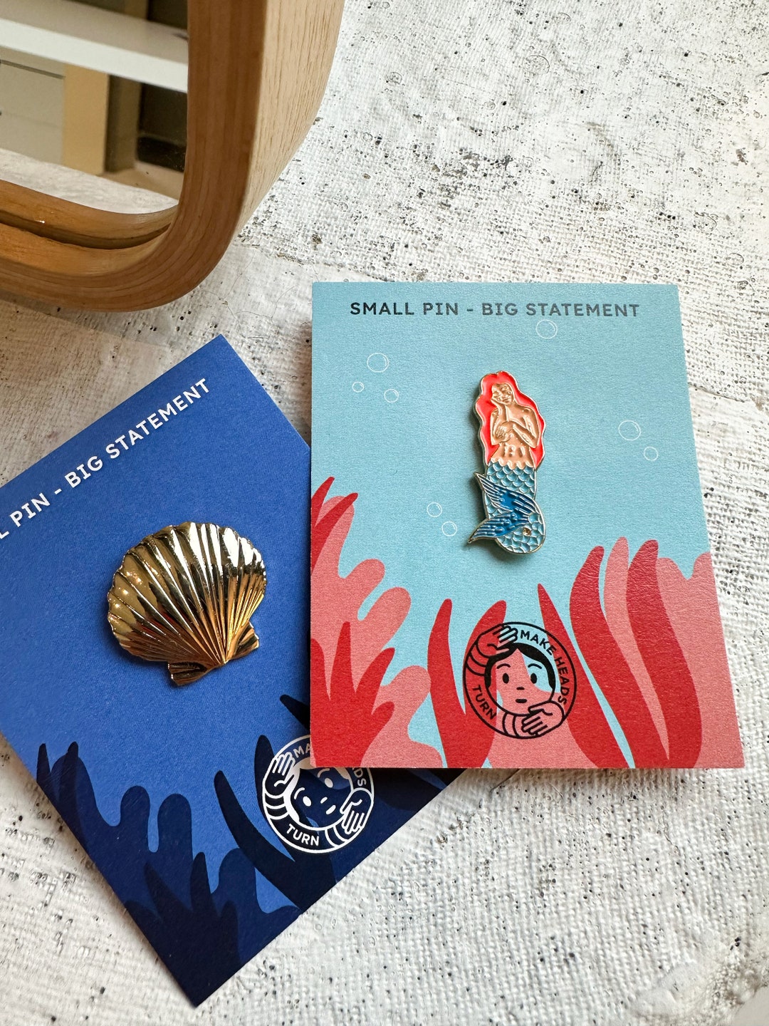 Mermaid Enamel Pin Set Mermaid and Seashell Pins Enamel Pin Set Ocean ...