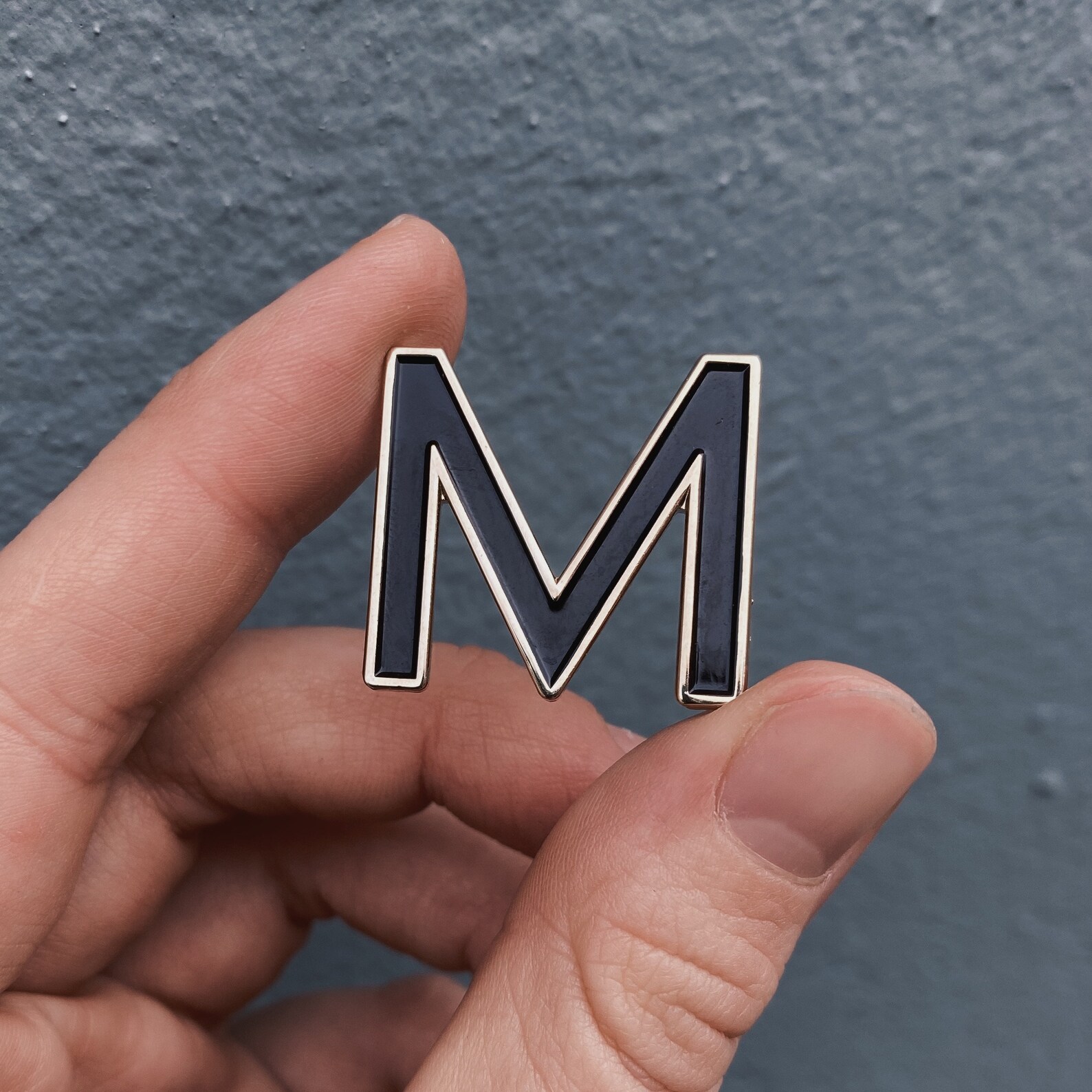 Letter M Enamel Pin Black Letter M Lapel Pin Initial - Etsy