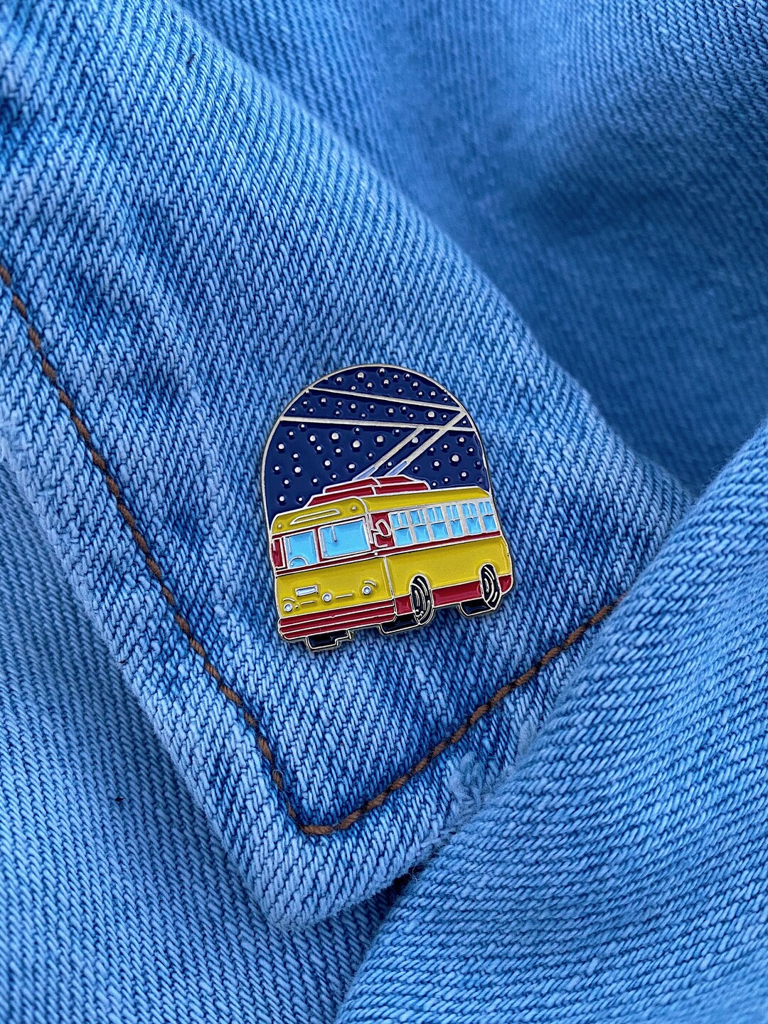 Trolleybus Enamel Pin - Bus Lapel Pin - Public Transport Pin - City Bus ...