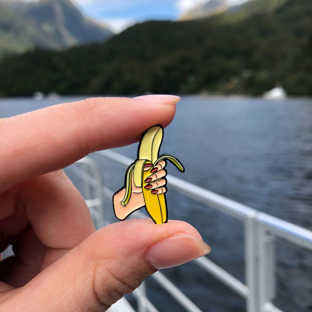 Pin Badge Banana Enamel Pin Banana in A Hand Pin Fruit Pin Funny Lapel ...