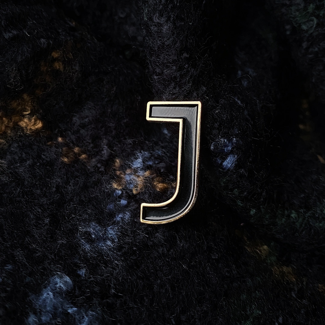 Letter Pin - Black Letter J Lapel Pin - Initial Letter Patch - Alphabet ...