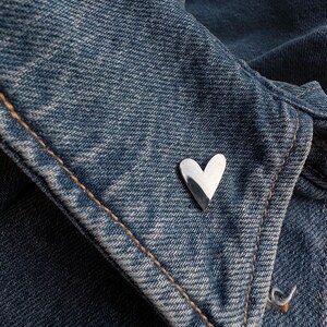 Heart Pin - Little Silver Heart Pin - Enamel Pin - Tiny Heart Lapel Pin ...