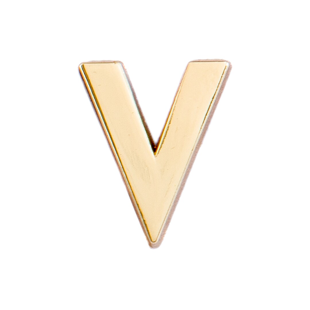 Golden Letter V Enamel Pin Alphabet Lapel Pin Gold Letter Pin Initial ...