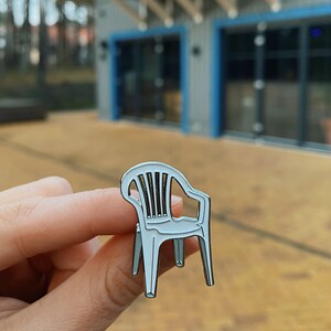 White Plastic Chair Enamel Pin - Monobloc Chair Lapel Pin - the Iconic ...