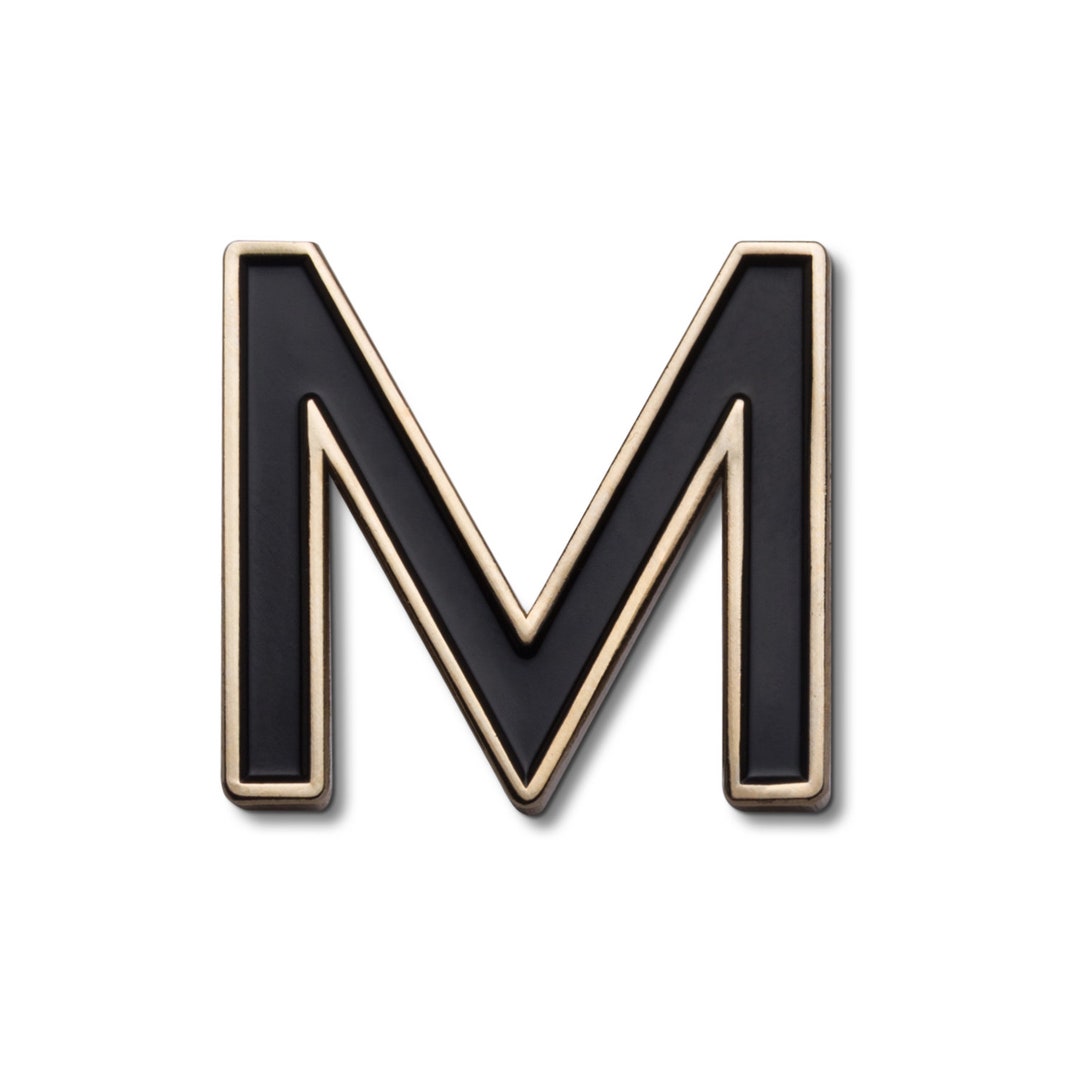 Letter M Enamel Pin Black Letter M Lapel Pin Initial Letter Patch ...