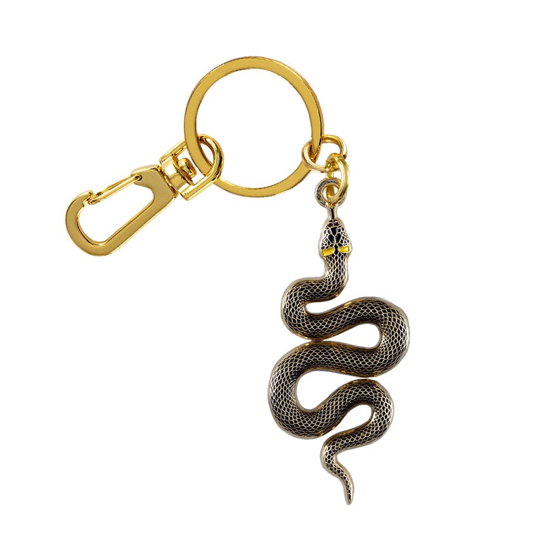 Golden Snake Keychain and Pin Set Enamel Keychain and Pin - Etsy