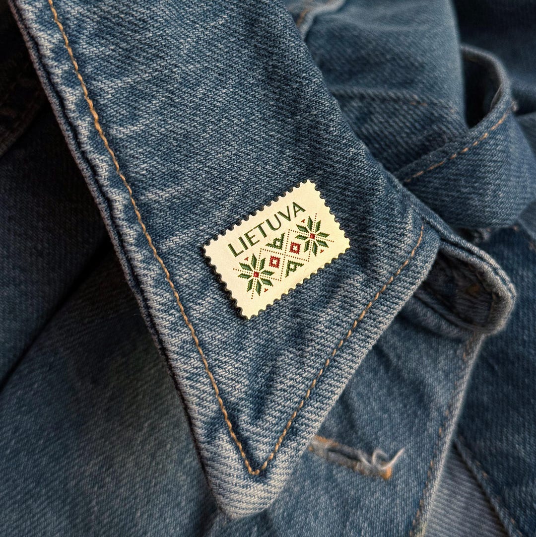 Lietuva Post Stamp Metal Enamel Pin - Lithuanian Stamp Collector ...